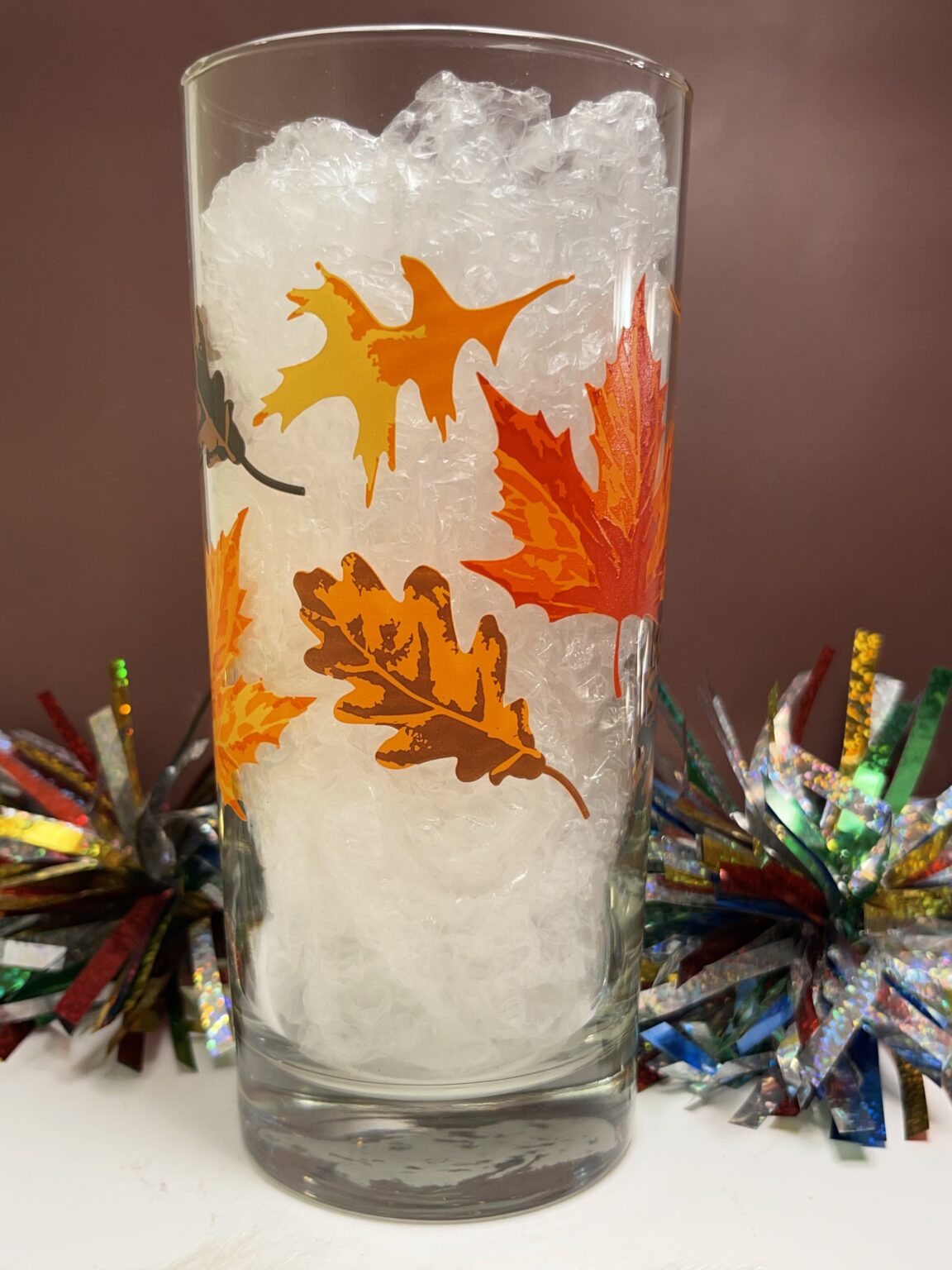 Vibrant Fall Leaves Drinking Glass with Vibrant Autumn Color Leaves ...