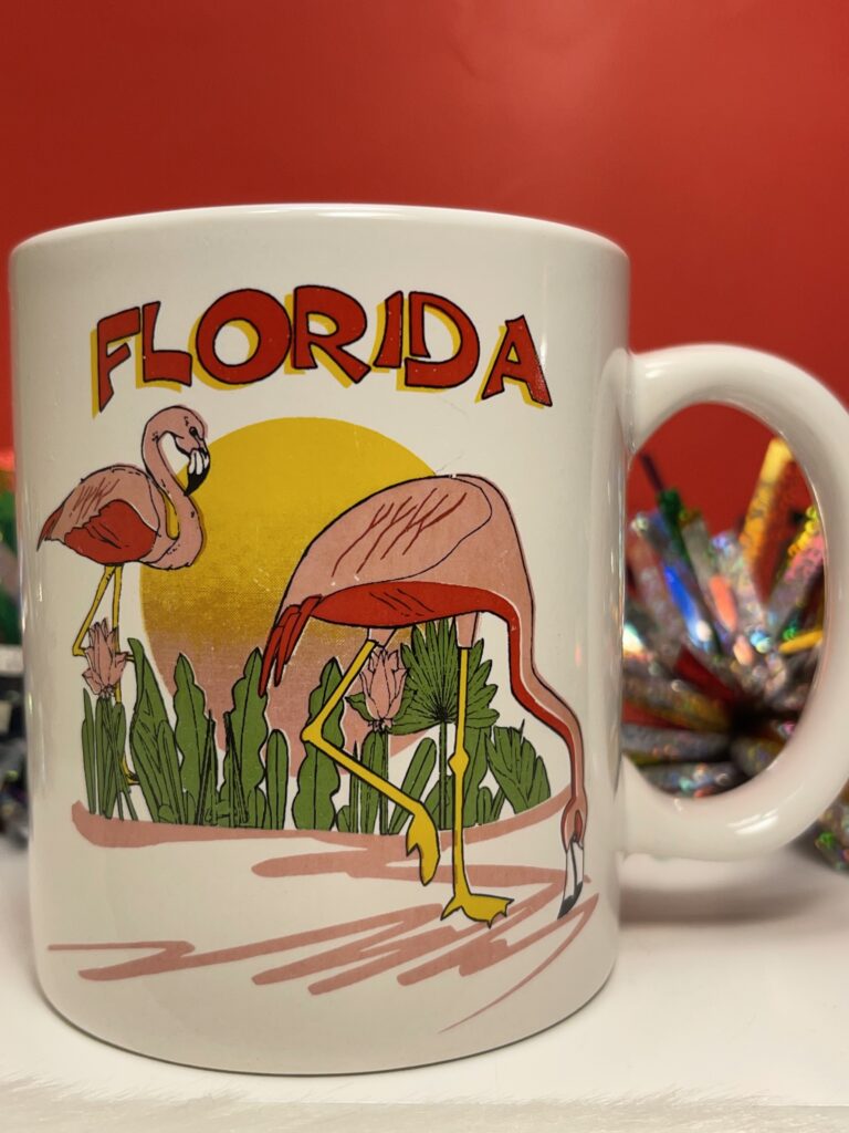 Vintage Florida Pink Flamingo Souvenir Coffee Cup Mug with Flamingos ...
