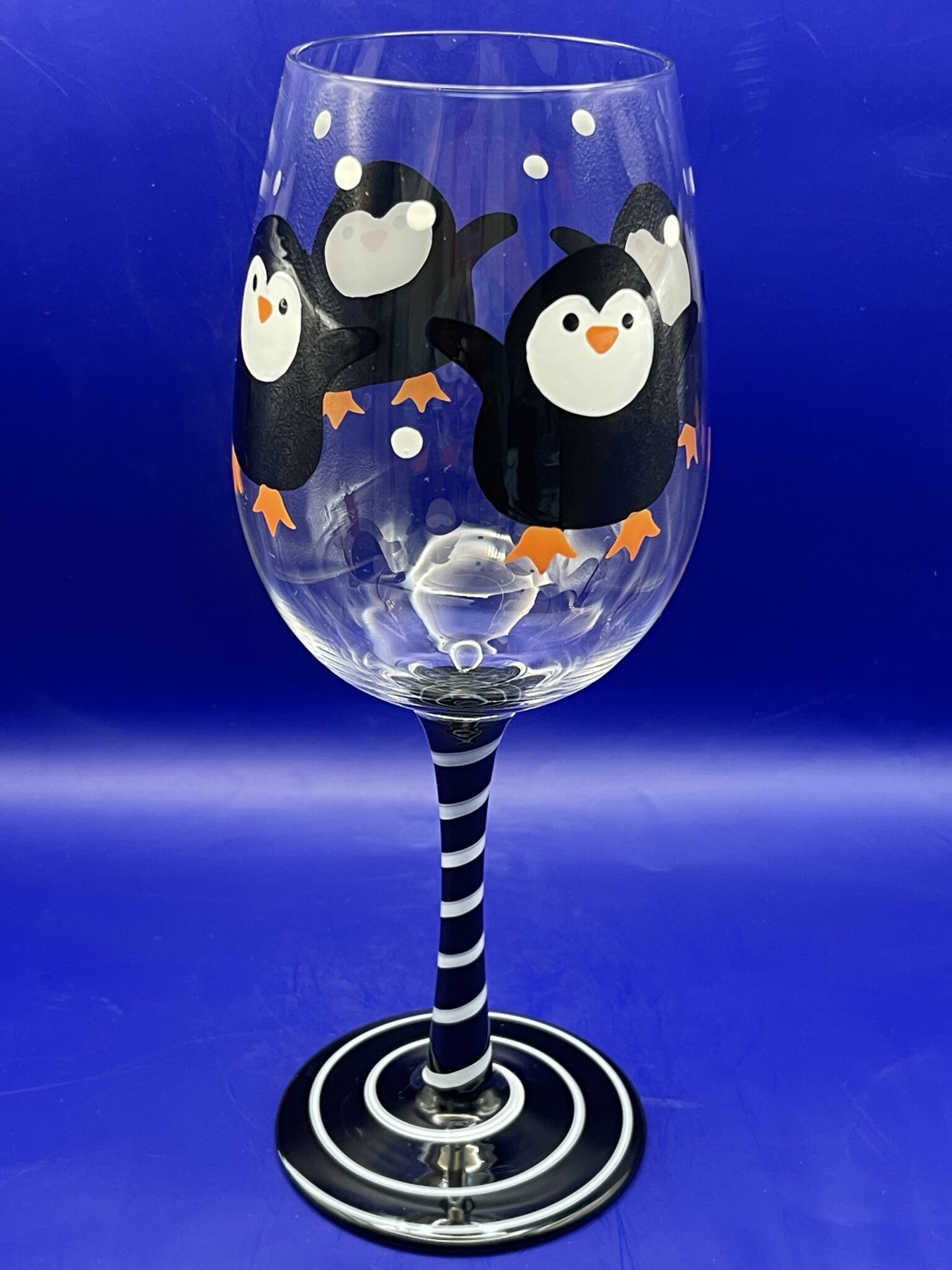 Dancing Penguins Wine Glass - CupofMood Yellow