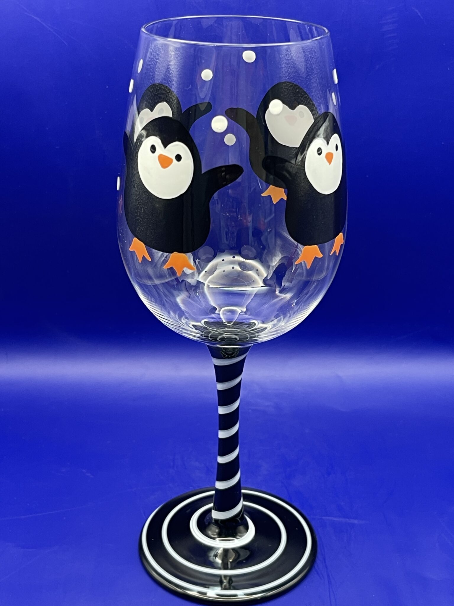 Dancing Penguins Wine Glass - CupofMood Yellow