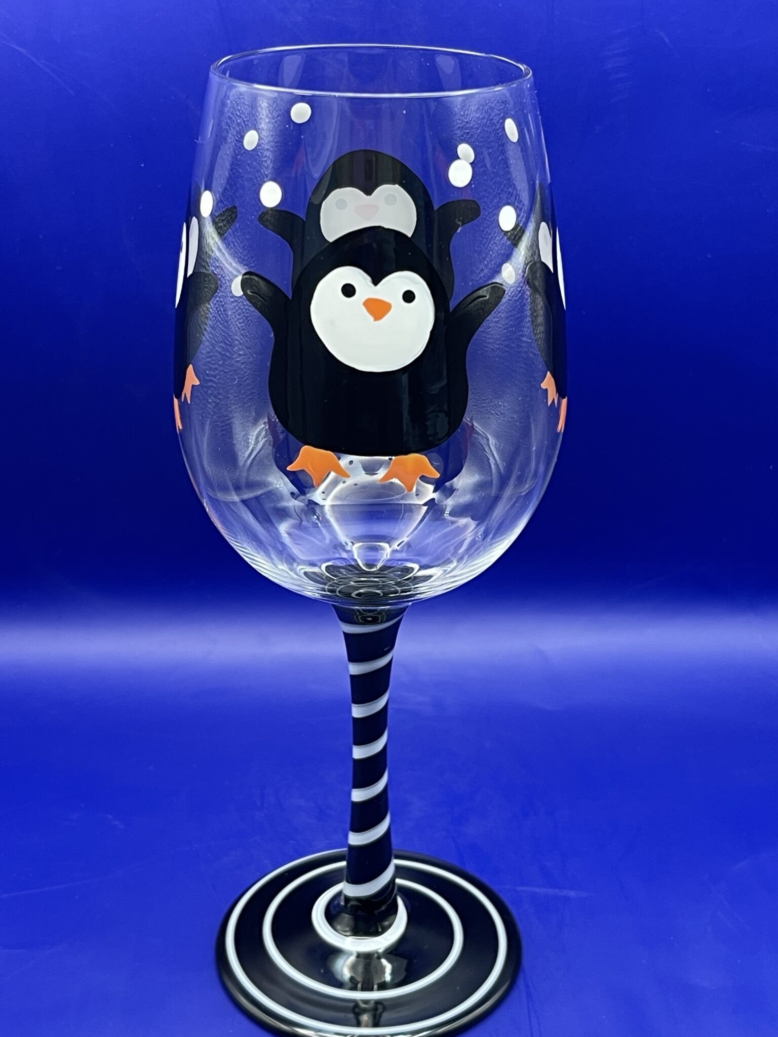 Dancing Penguins Wine Glass - CupofMood Yellow