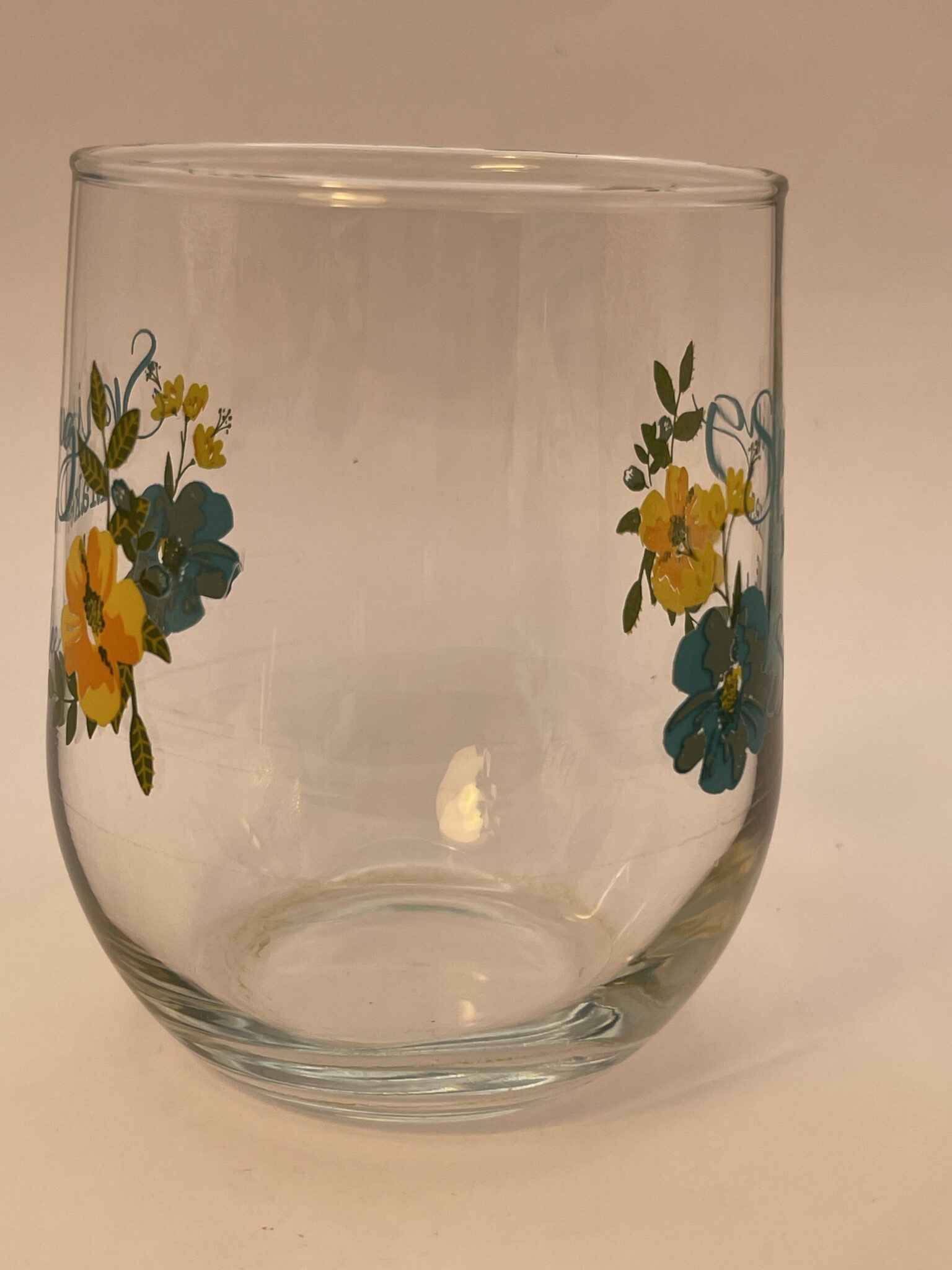 Spring Smile Stemless Wine Glass - CupofMood